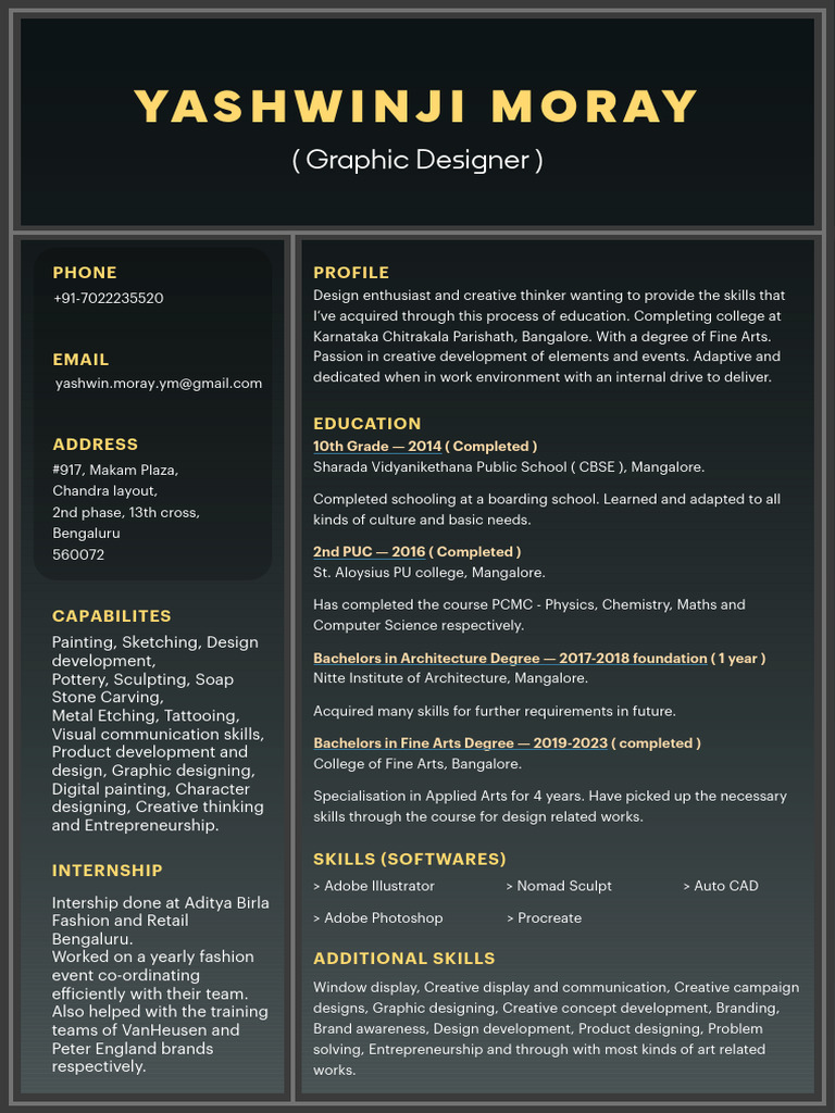 Resume yashwin | PDF | Graphic Design | Design