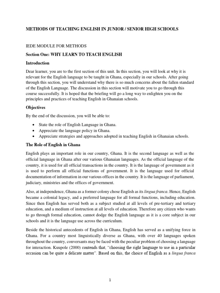 Teaching English in Jhs & Shs - Full Units 2019 | PDF | Teachers | Learning