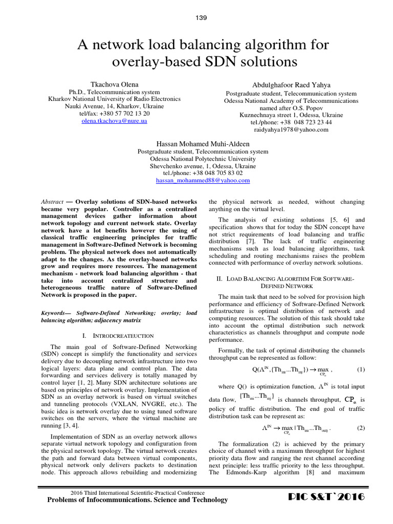 Picst 2016 A Network Load Balancing Algorithm Pdf