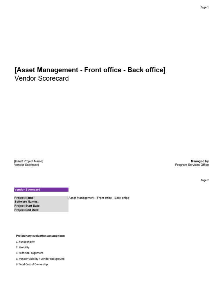 KFIC PSO Vendor Scorecard | PDF | Internal Control | Usability