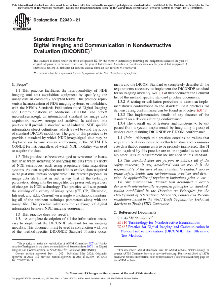 E2339-21 | PDF | Nondestructive Testing | Medical Imaging
