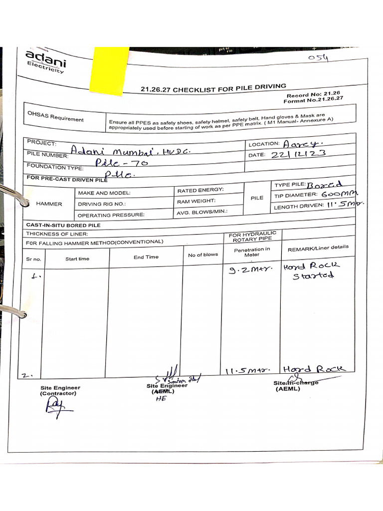 Pour Card and Checklist | PDF