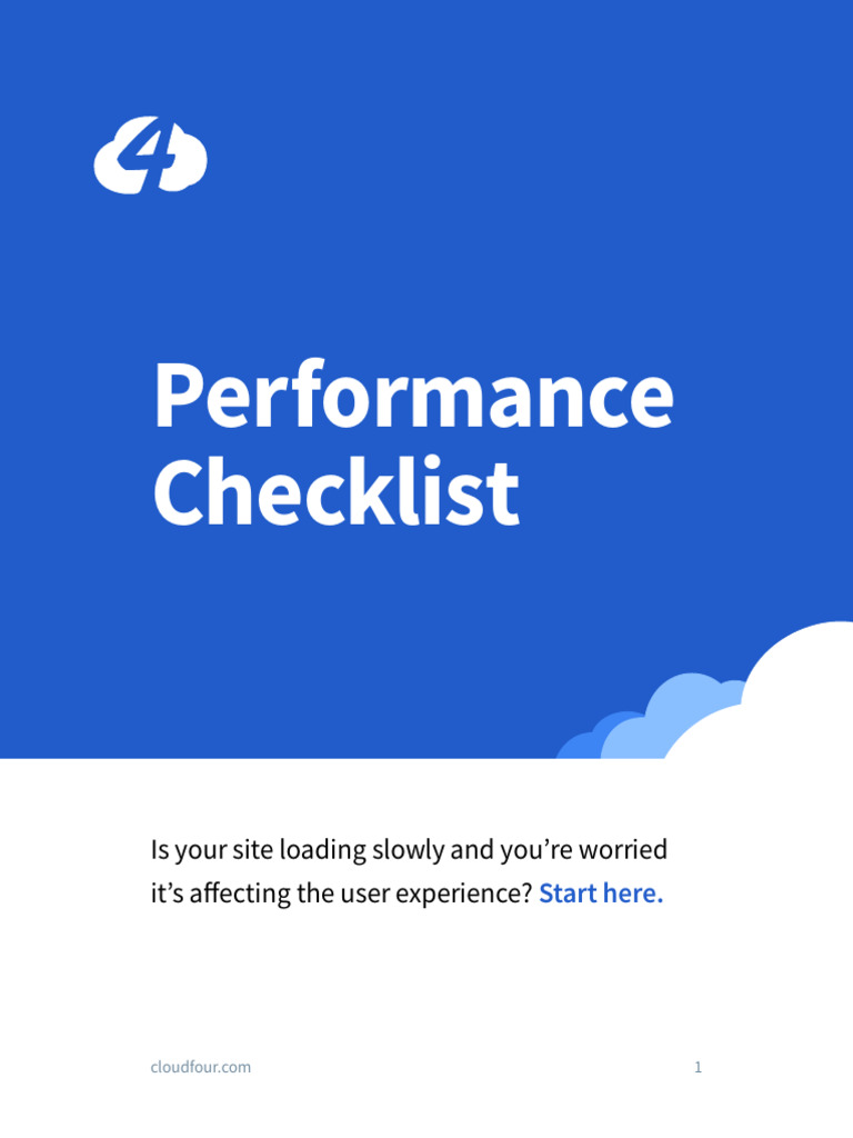 Cloud Four Site Performance Checklist | PDF | Computing | Software Engineering