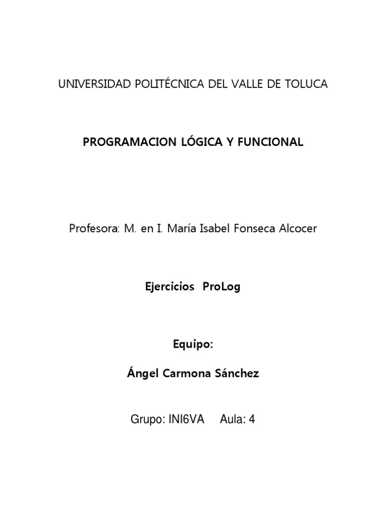 Prolog Proyect Pdf Lenguaje De Programación Lógica De Primer Orden