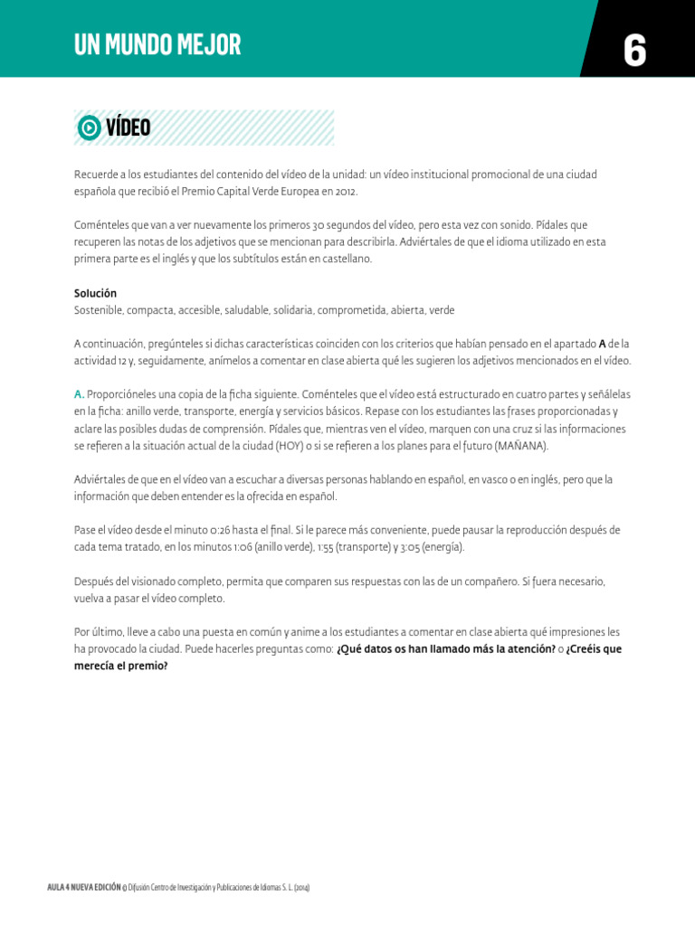 Au4 Fichas Video U6 | PDF