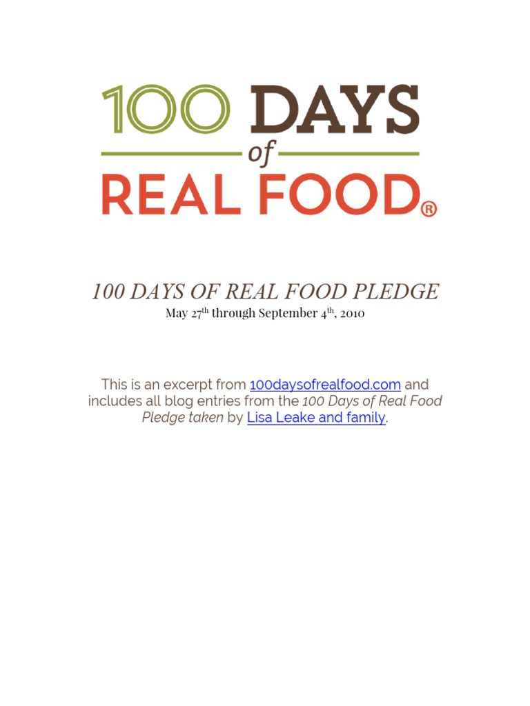 Original 100 Days of Real Food Blog Series | PDF | Lunch | Candy