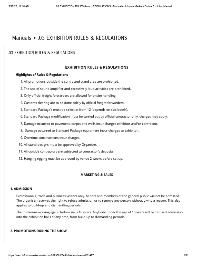 Exhibitor Rules & Guidelines | PDF | Travel Visa
