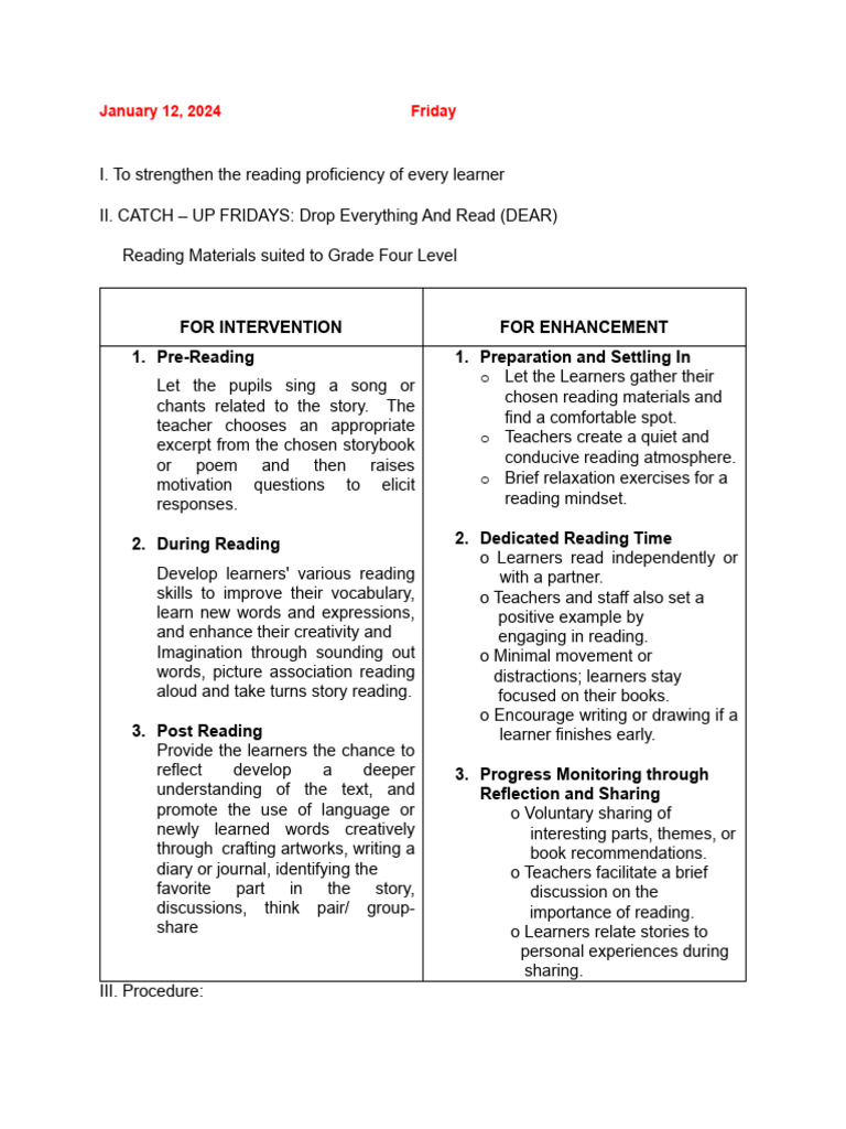 Catch Up Fridays Lp Pdf Learning Pedagogy