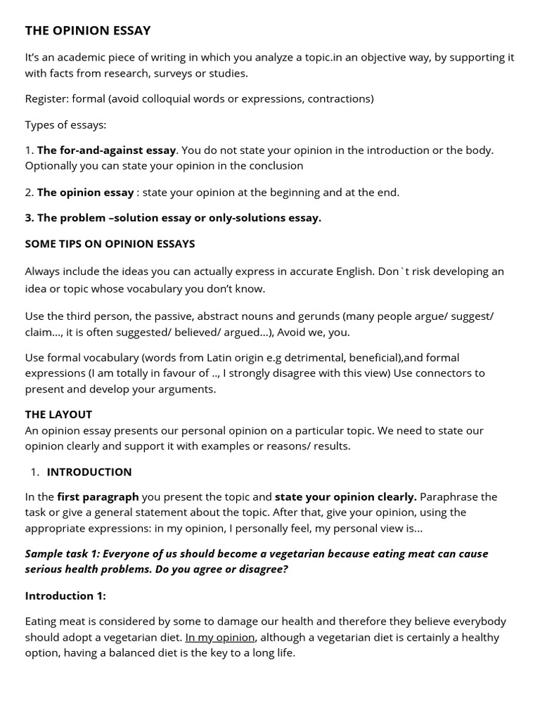 The Opinion Essay | PDF | Essays | Opinion