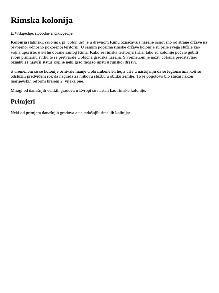 Rimska Kolonija | PDF