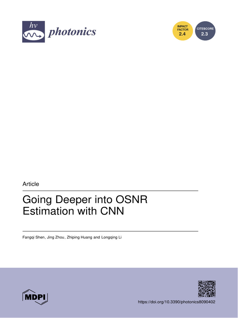 Going Deeper Into Osnr Estimation With Cnn Pdf Deep Learning
