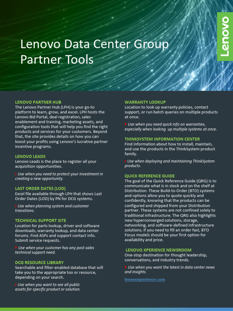 Lenovo Data Center Group Partner Tools Playbook | PDF | Lenovo | Sales