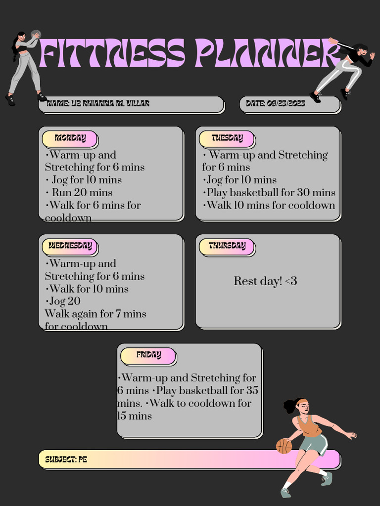 Weekly Fitness Planner for Liz Villar | PDF | Sports & Recreation ...