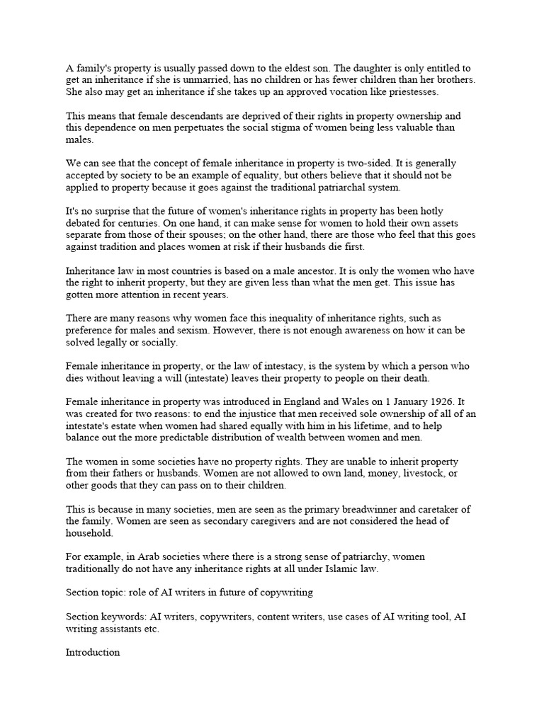 Female Inheritance Rights Debate | PDF | Intestacy | Inheritance