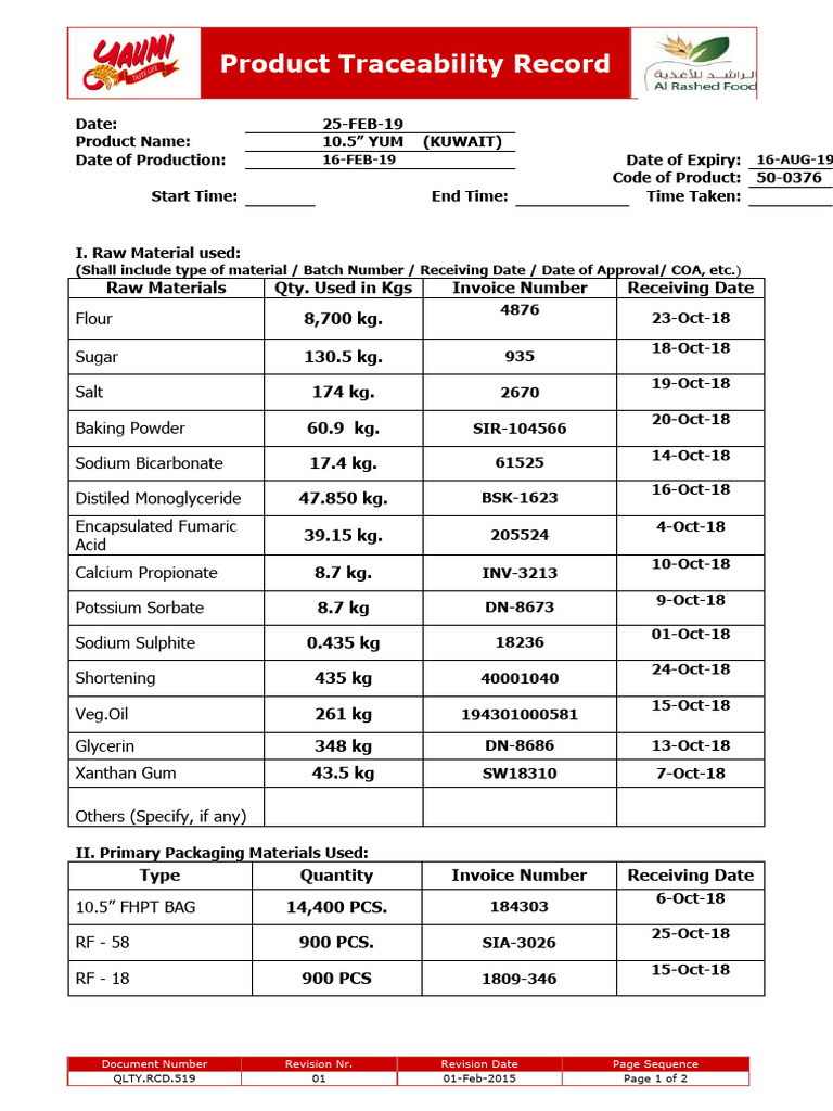 Product Traceability Overview | PDF | Chemistry | Chemical Substances