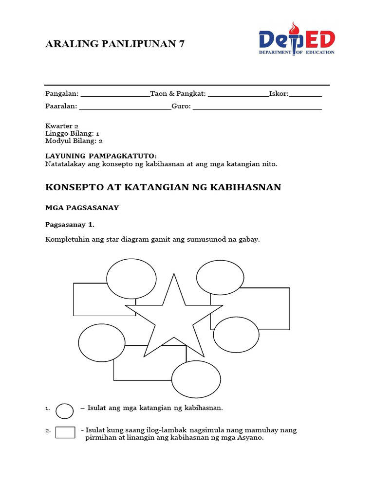 Araling Panlipunan 7: Konsepto at Katangian NG Kabihasnan | PDF