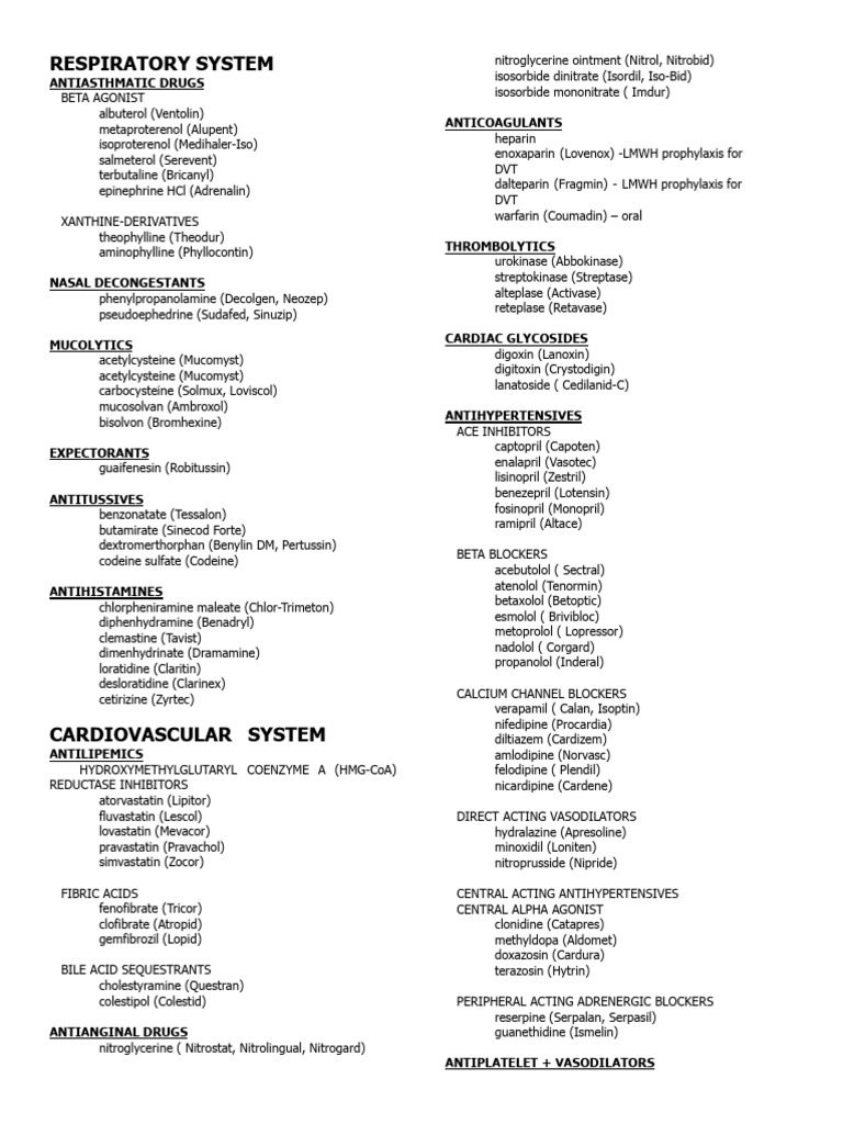 2-PHARMA-DRUG-LISTS | PDF | Medical Treatments | Drugs