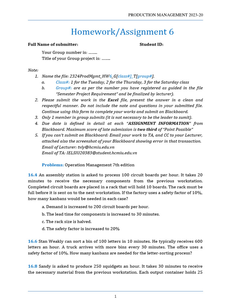 2324ProdMgmt HW6 G# T# | PDF