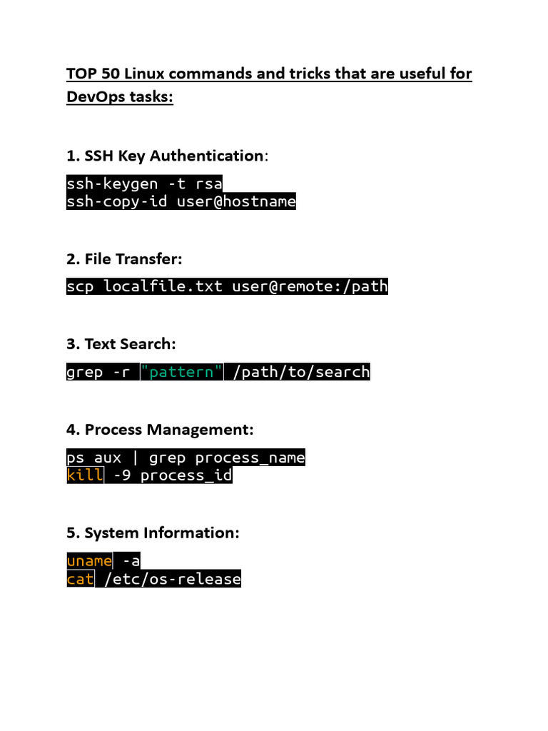 Linux Commands For Devops Pdf Secure Shell Software Engineering 