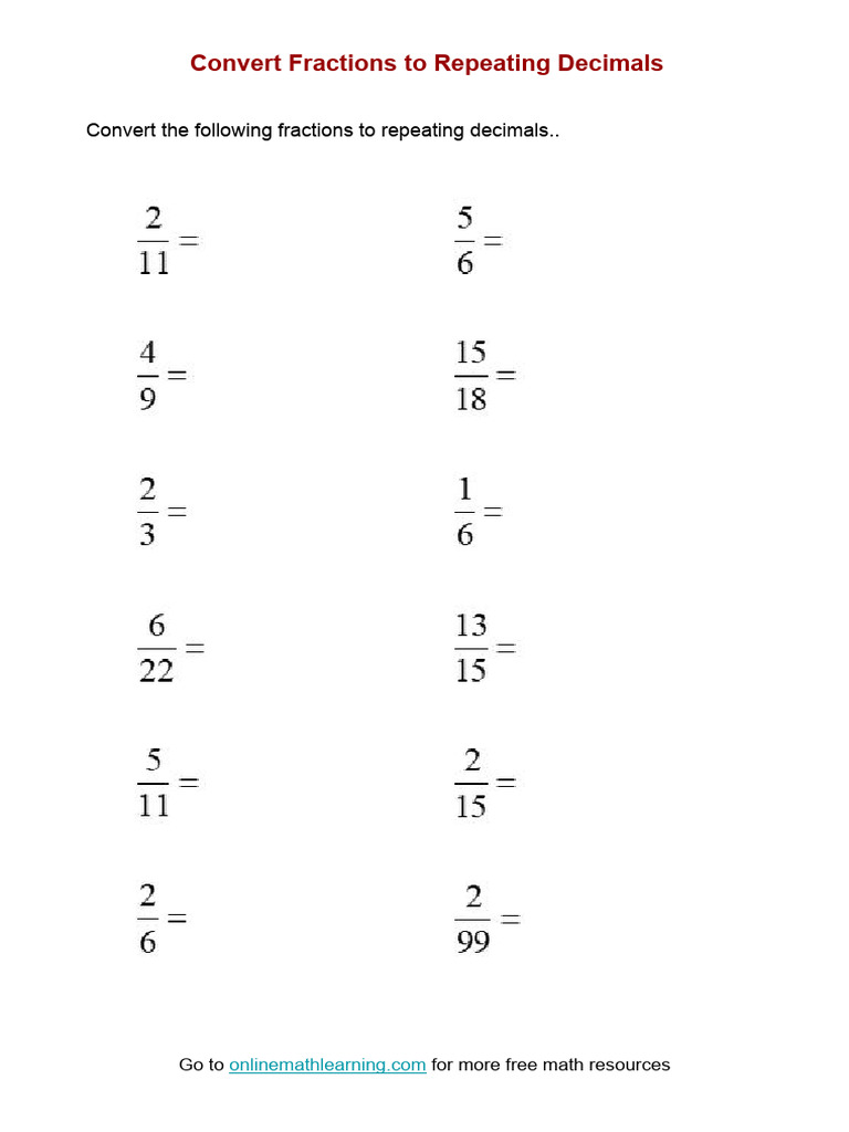 Convert Fractions to Decimals | PDF | Computers