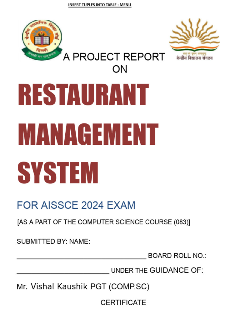 Project On Hotel Management 12 | Download Free PDF | Relational ...