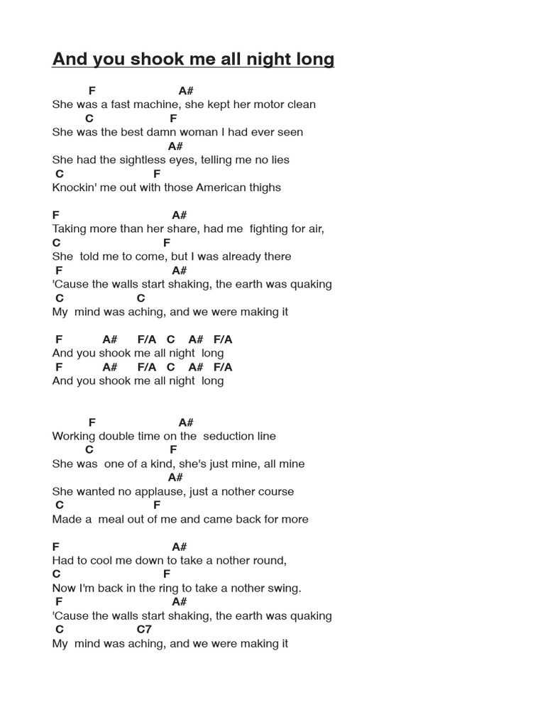 You Shook Me All Night Long Chords | PDF
