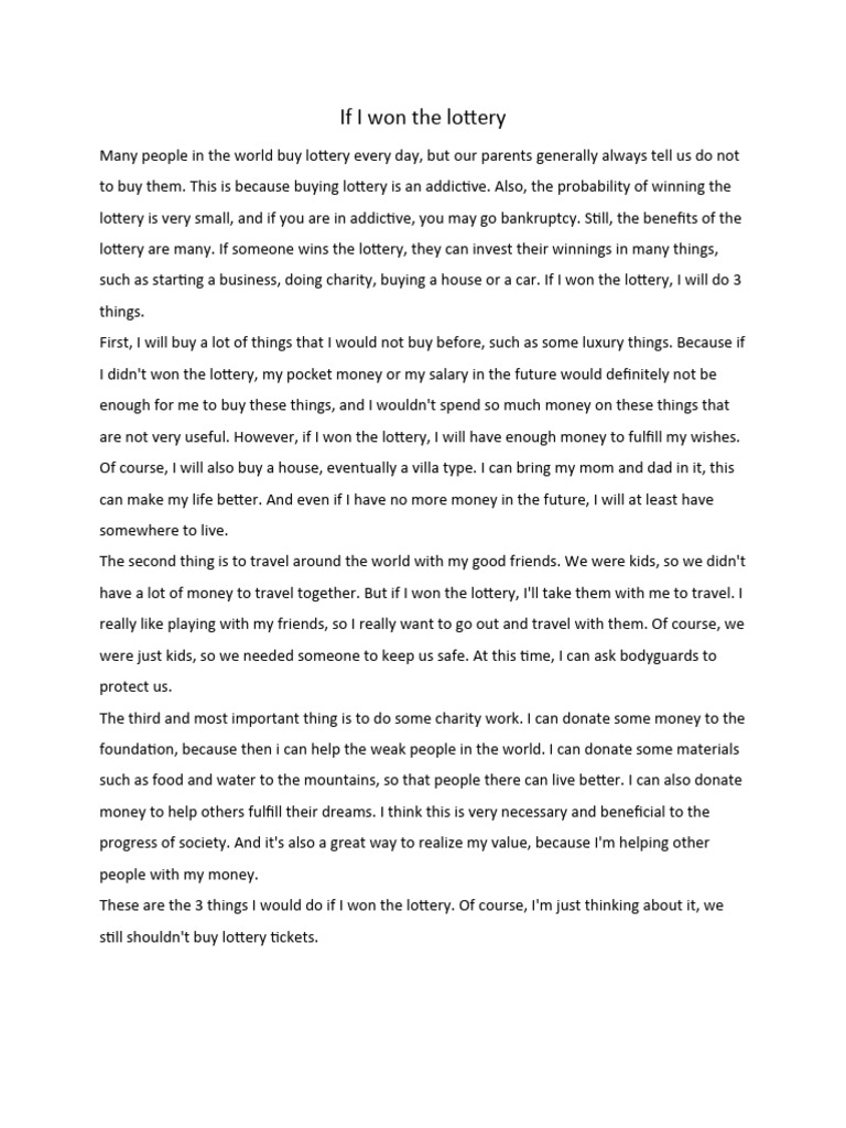 Plans After Winning the Lottery | PDF | Self-Improvement | Lifestyle