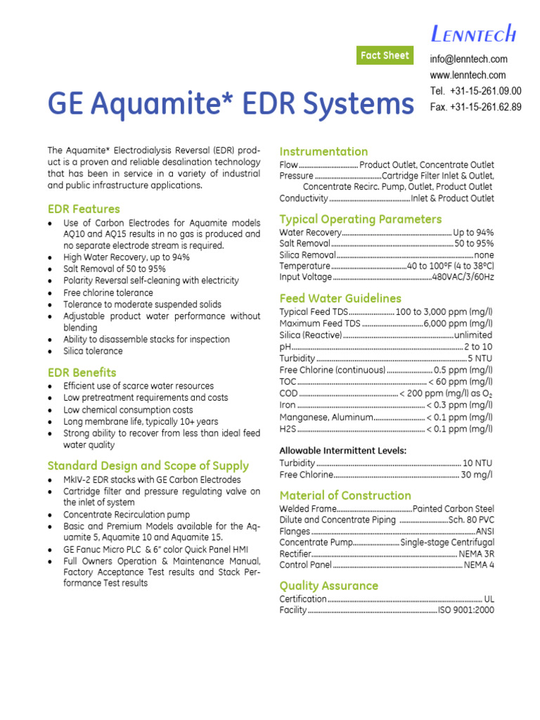 GE Aquamite EDR | PDF | Physical Sciences | Materials
