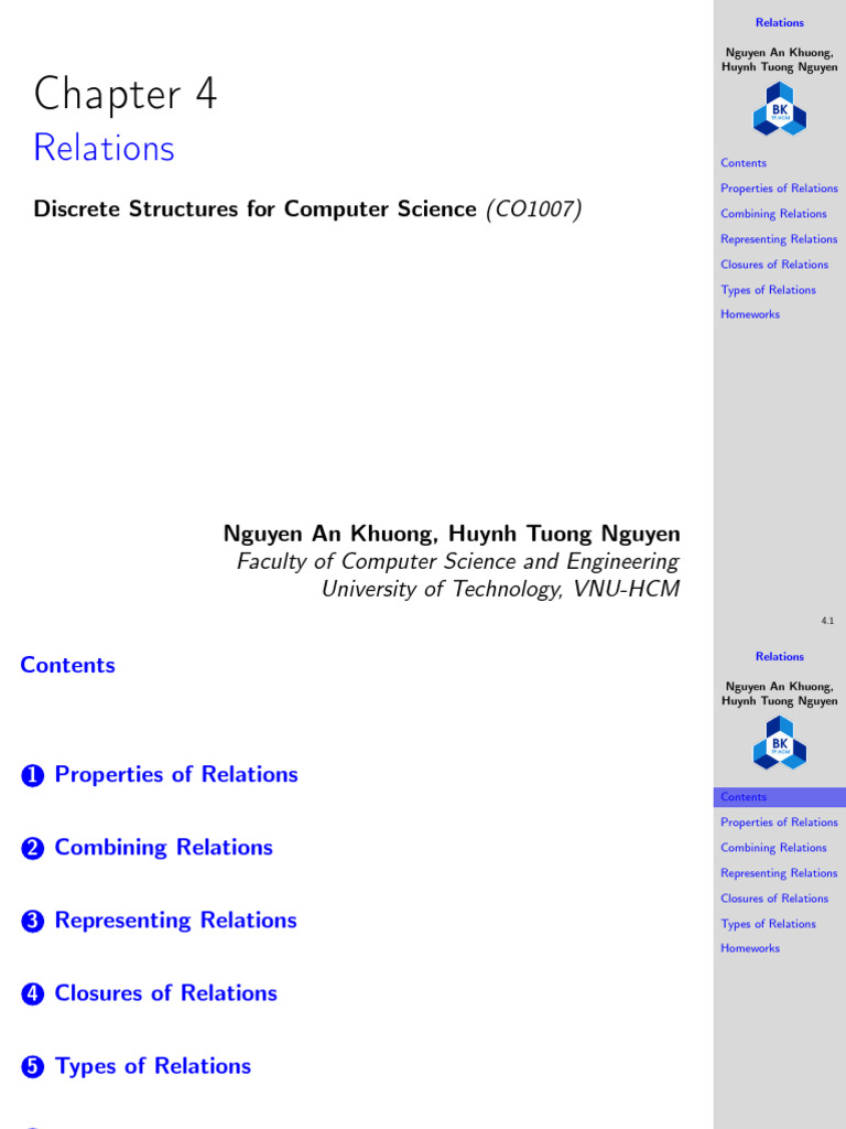 DS Ch4 Relation Handout | PDF | Mathematical Analysis | Mathematical Relations