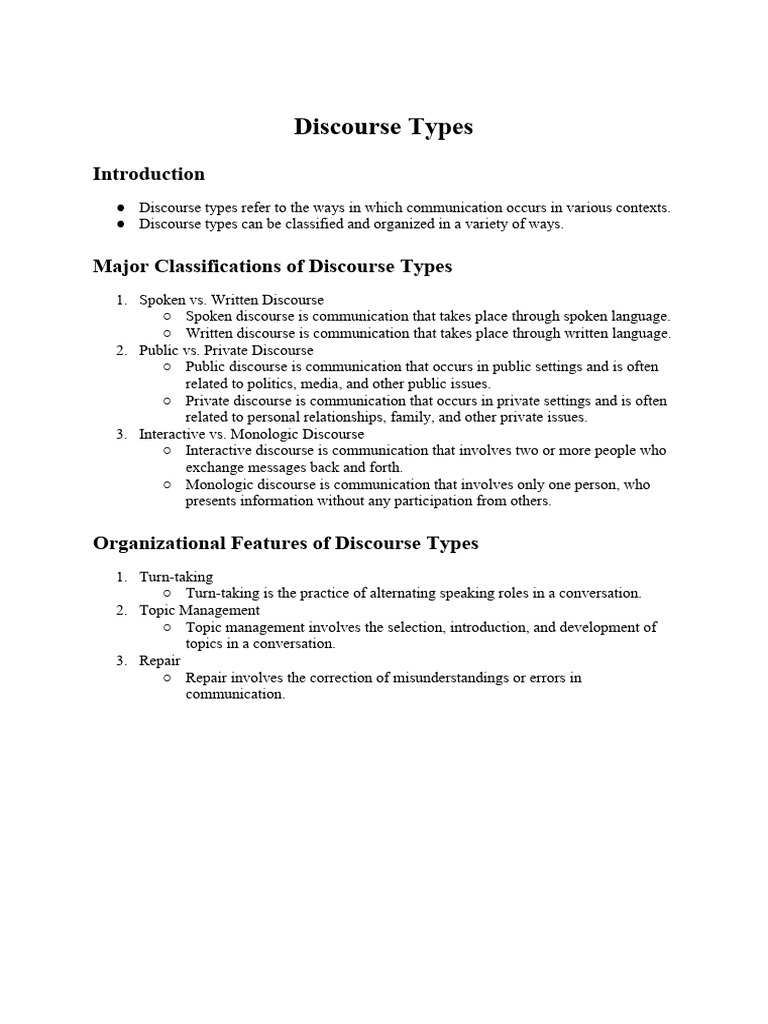 Discourse Types | PDF