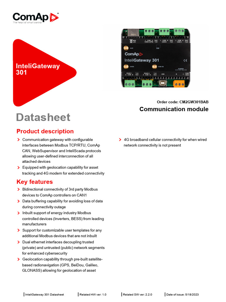 InteliGateway 301 for Industrial IoT | PDF
