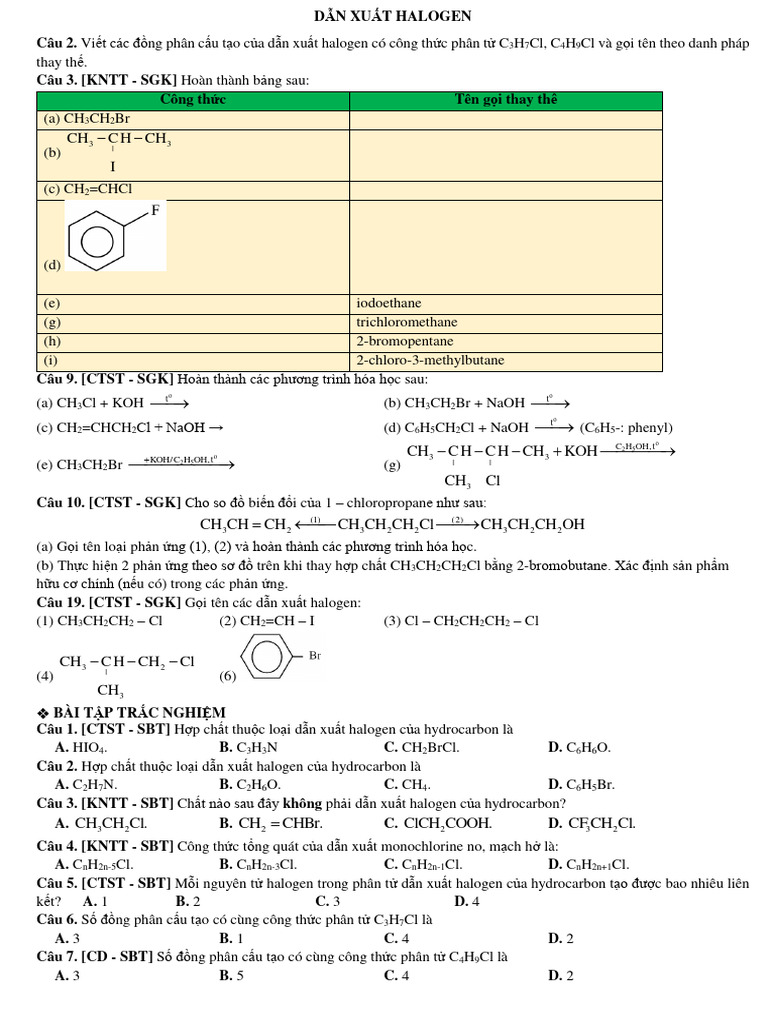 Dan Xuat Halogen - Alcohol - Phenol. TTB - in | PDF