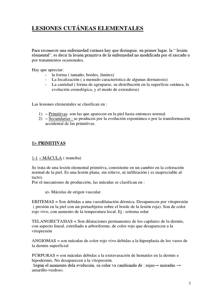 Lesiones Cutáneas Elementales | PDF
