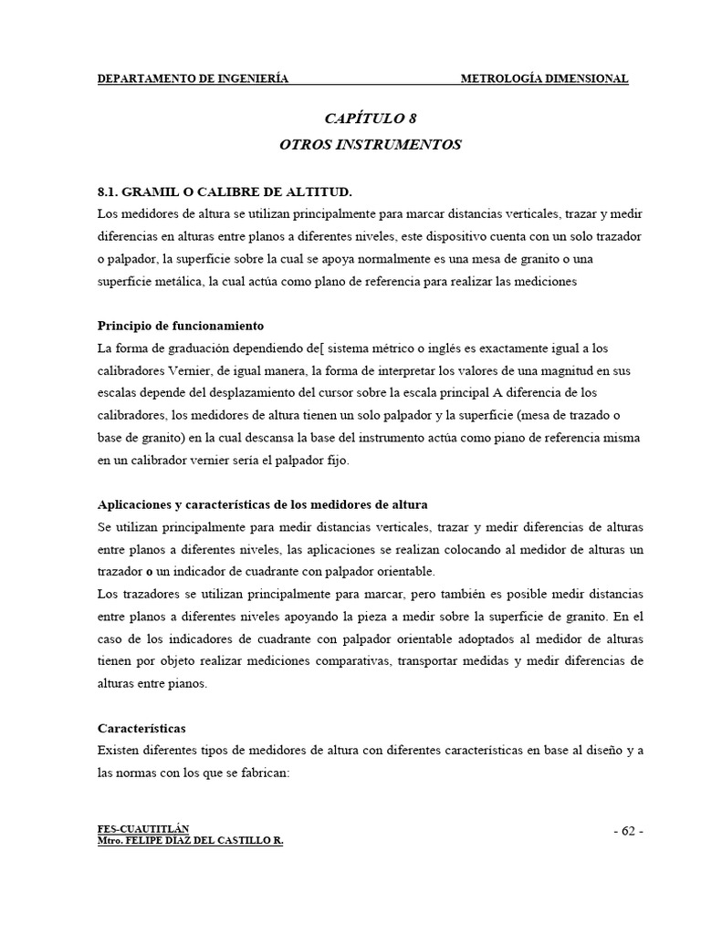 Gramil o Calibrador de Altura | PDF | Medición | Metrología