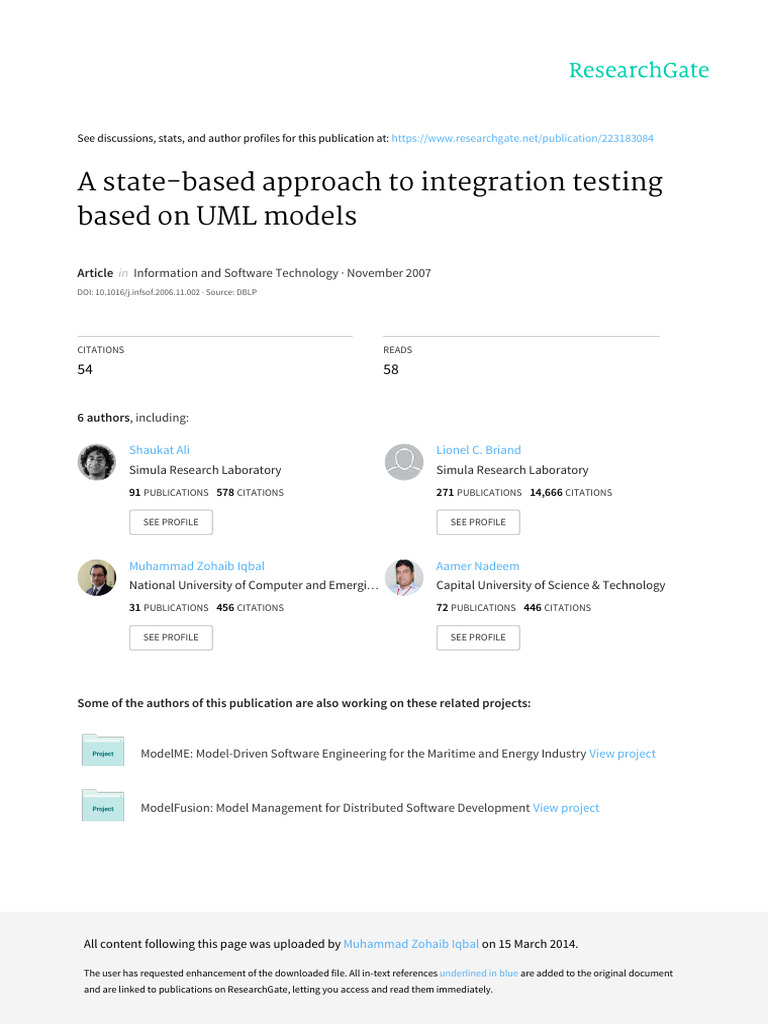 A State Based Approach To Integration Te | PDF | Unified Modeling ...