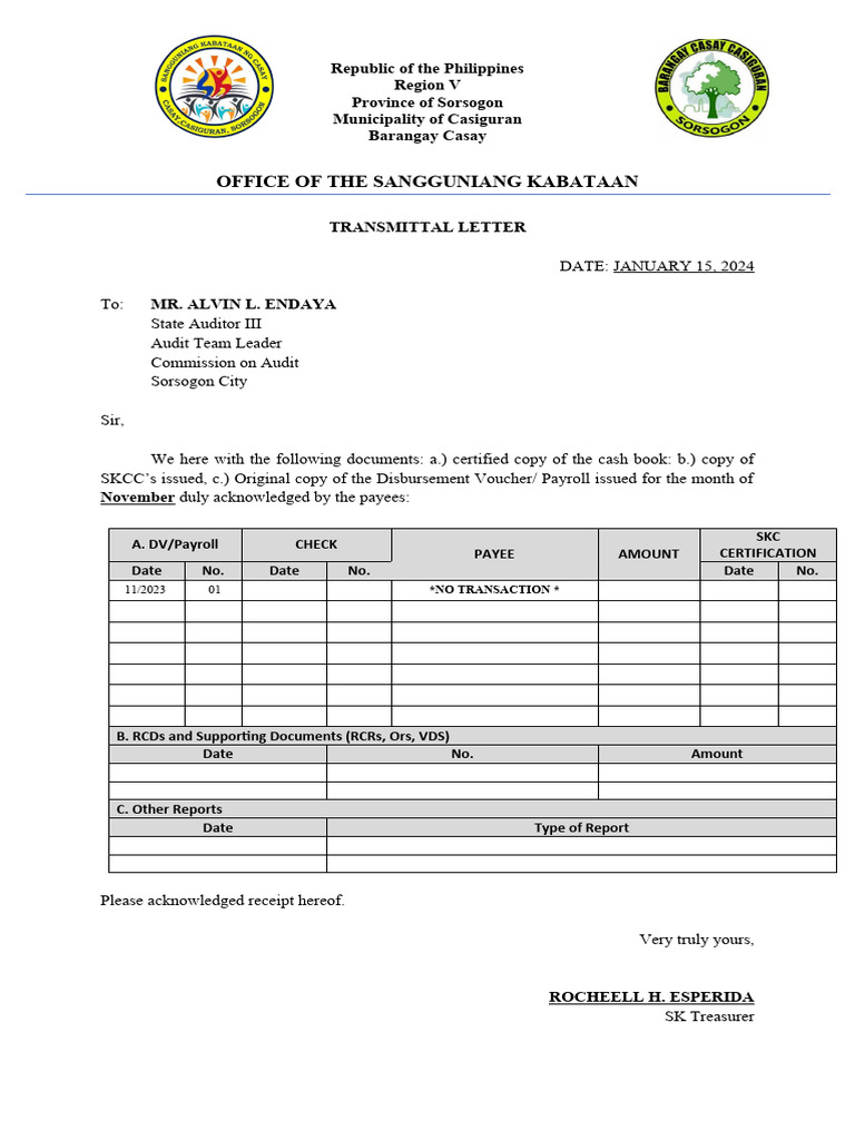 Transmittal Letter Nov Pdf