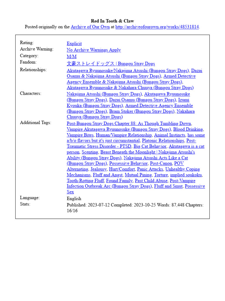 Red in Tooth Claw | PDF