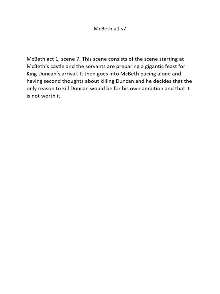 McBeth Act 1, Scene 7 Summary | PDF