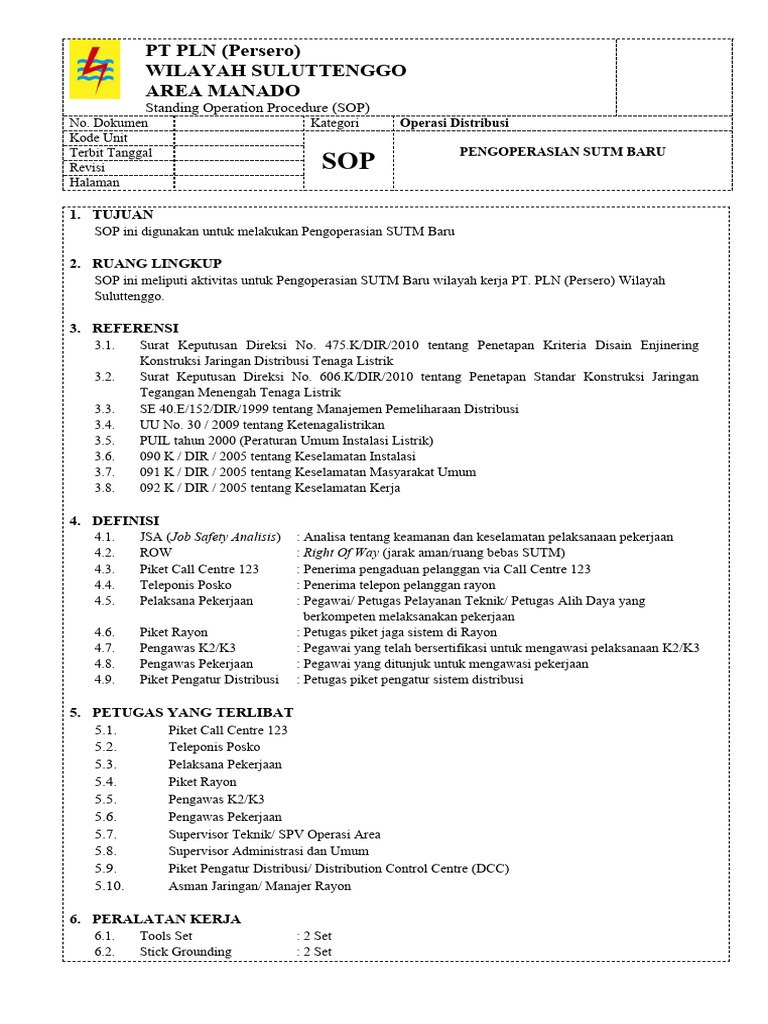 13.sop Pengoperasian Sutm Baru (Manado) | PDF