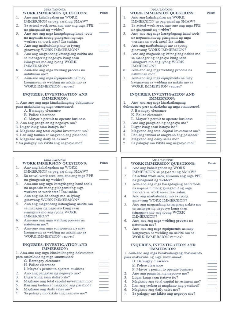 ORAL QUESTIONING IN WORK IMMERSION2 | PDF