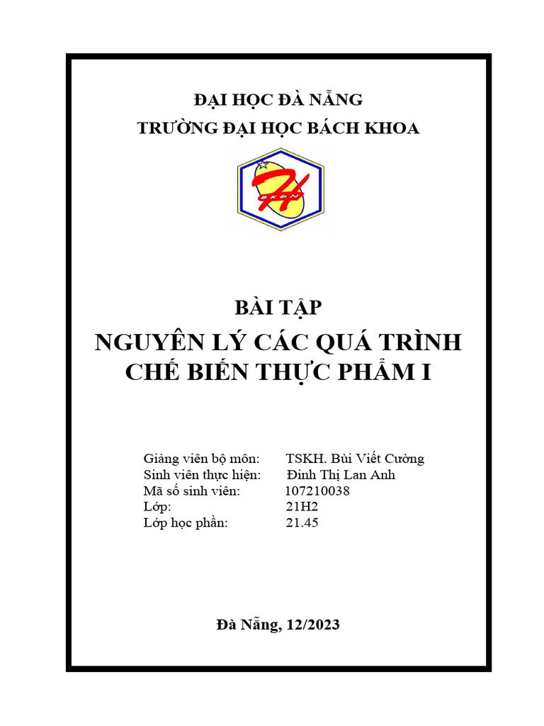 Bai Tap Nguyen Ly Thuc Pham | PDF