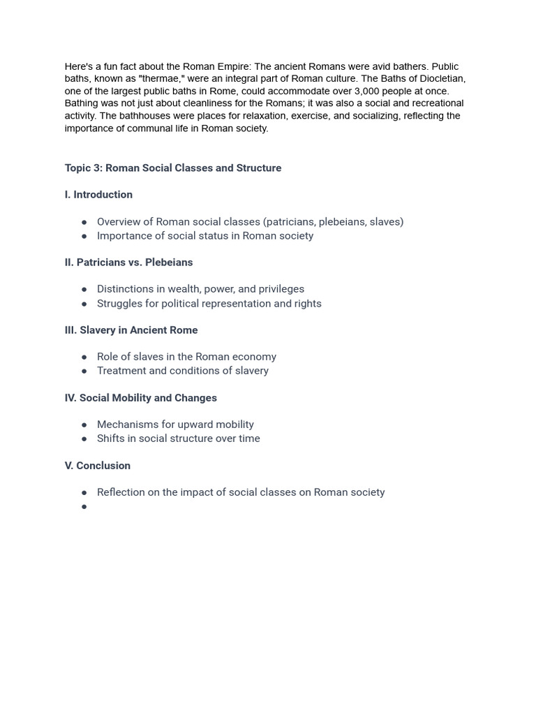Topic 3: Roman Social Classes and Structure | PDF | Social Science