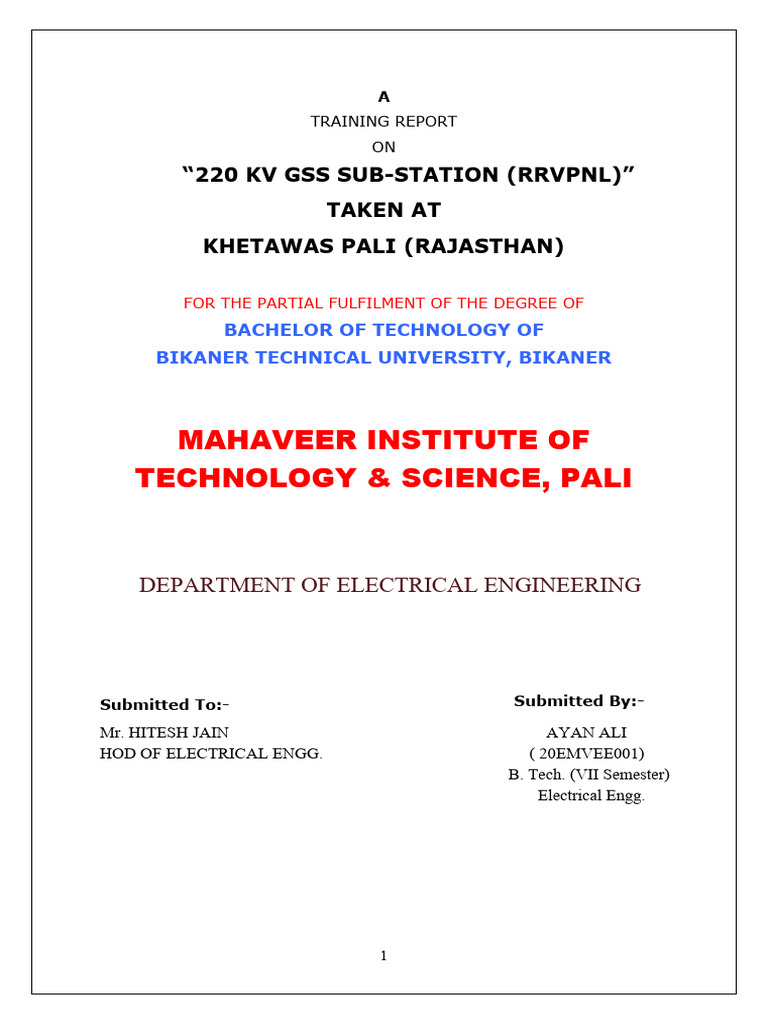 Training Reort 220 KV Gss | Download Free PDF | Electrical Substation ... Training Reort 220 KV Gss | Download Free PDF | Electrical Substation ...