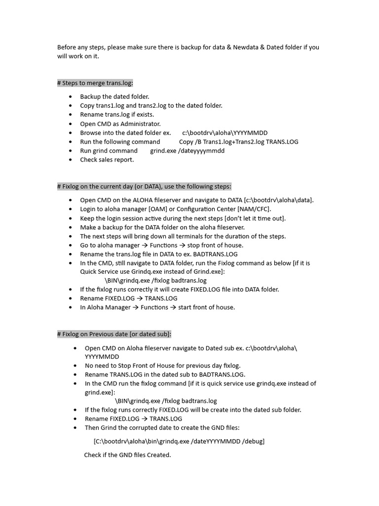 Aloha Troubleshooting Guide | PDF Aloha Troubleshooting Guide | PDF