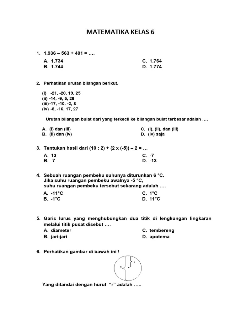 Matematika Kelas 6 | PDF