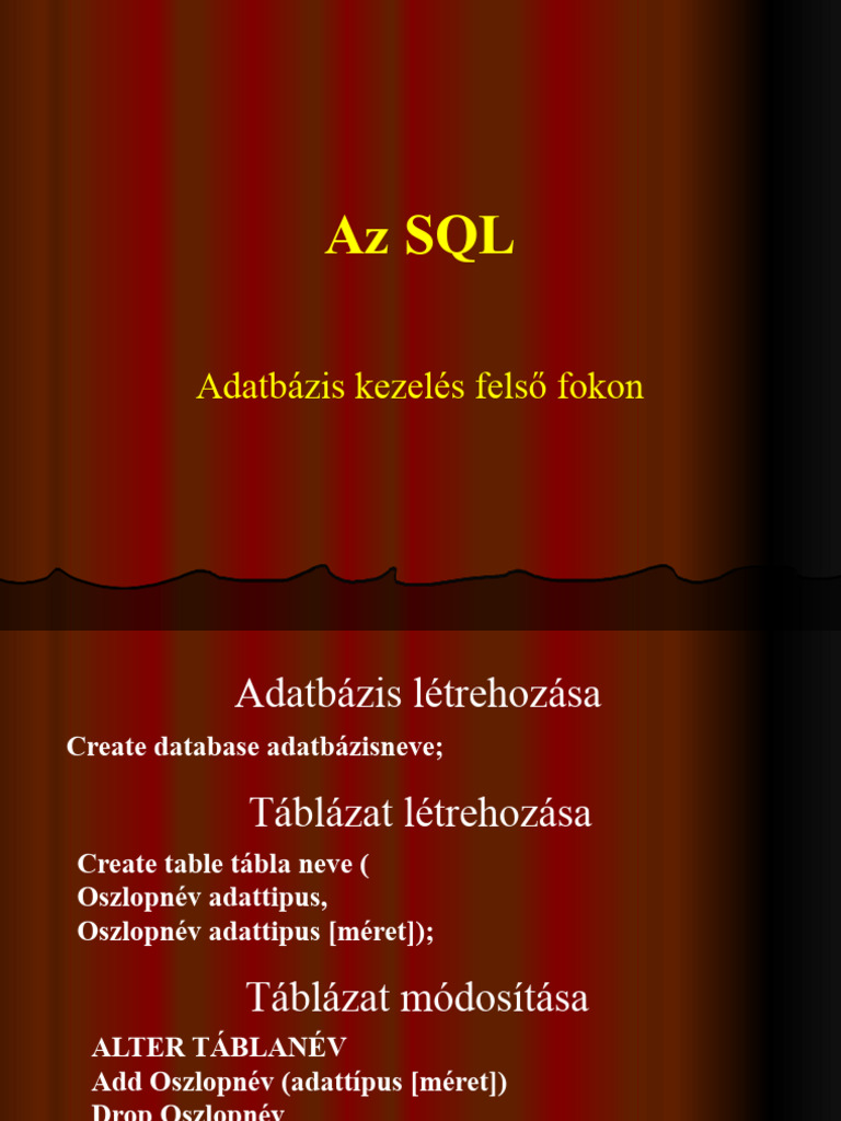 Az SQL Parancsok | PDF