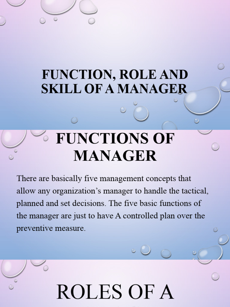 Manager Functions, Roles, Skills | PDF | Skill | Information