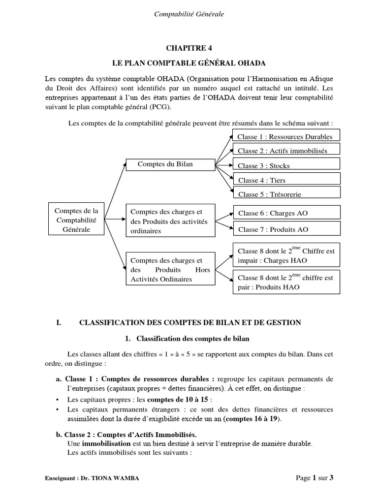Plan Comptable Général OHADA | PDF | Comptabilité | Bilan comptable