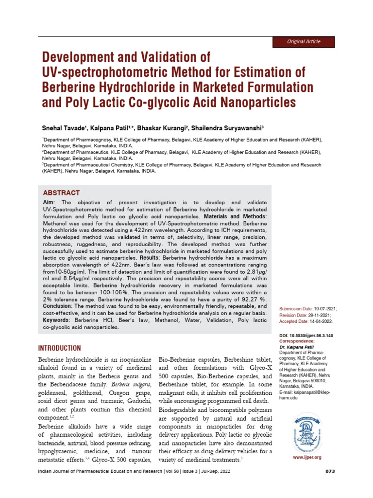 IndJPhaEdRes 56 3 873 | PDF | Detection Limit | Accuracy And Precision