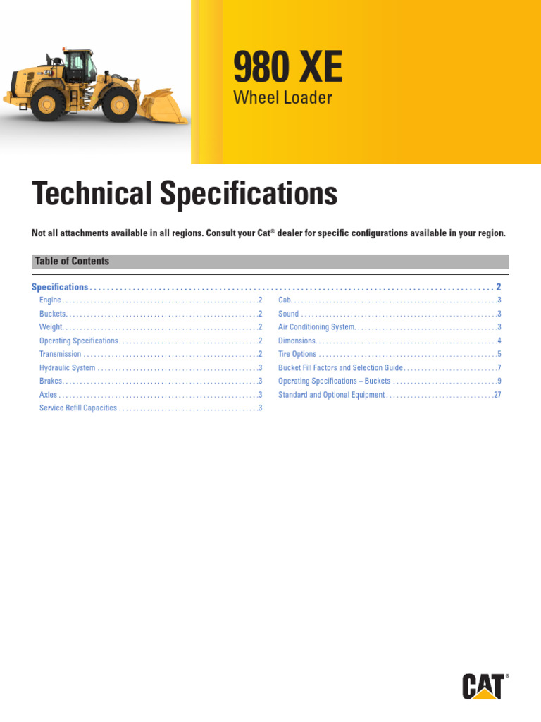 Cat 980 Xe | PDF | Horsepower | Tire